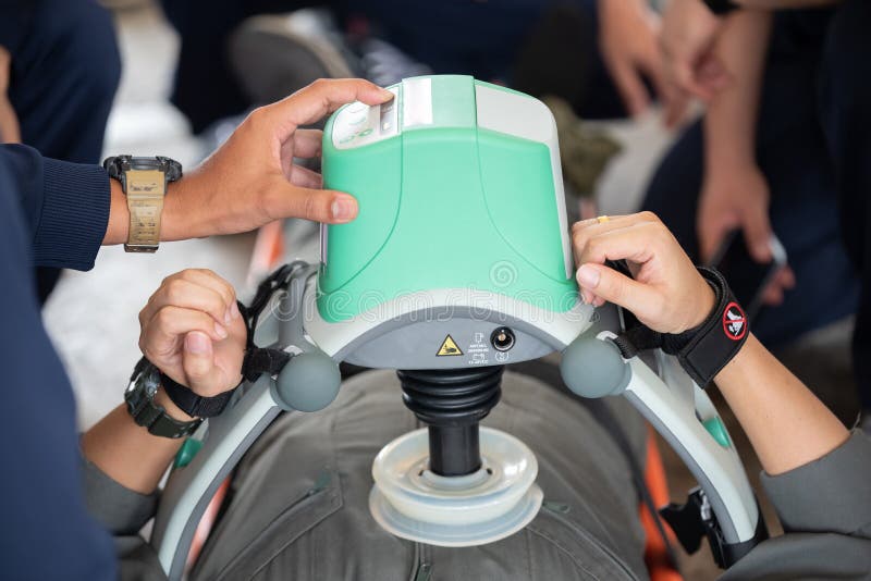 Automatic Compression Mechine CPR Stock Image - Image of doll, help ...