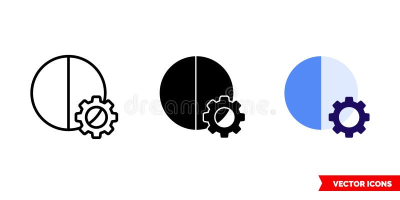 Automatic Contrast Icon of 3 Types. Isolated Vector Sign Symbol. Stock ...