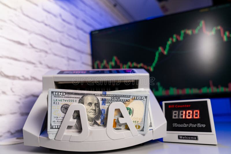 Automatic Counting Hundred Dollars. Monetary Banking Cash Calculating ...