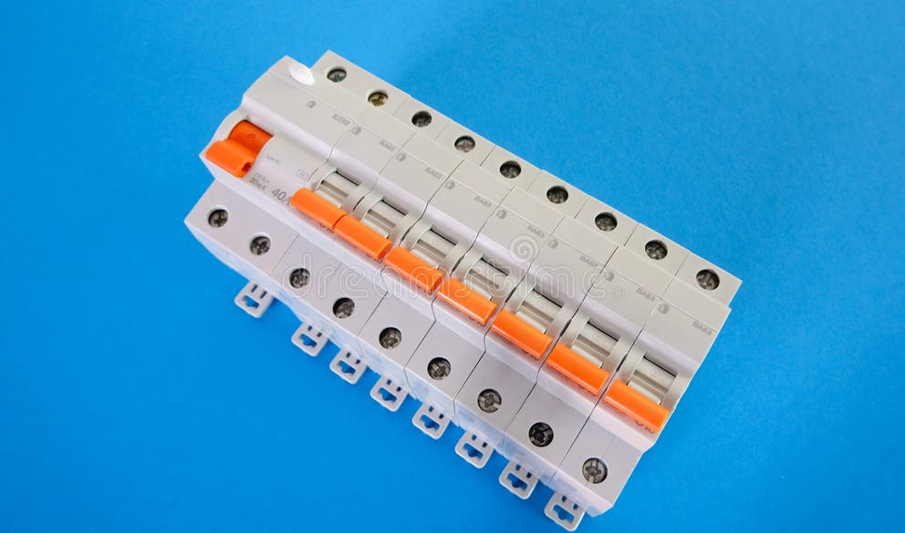 Automatic Differential Current Switch and Circuit Breakers on a Blue ...