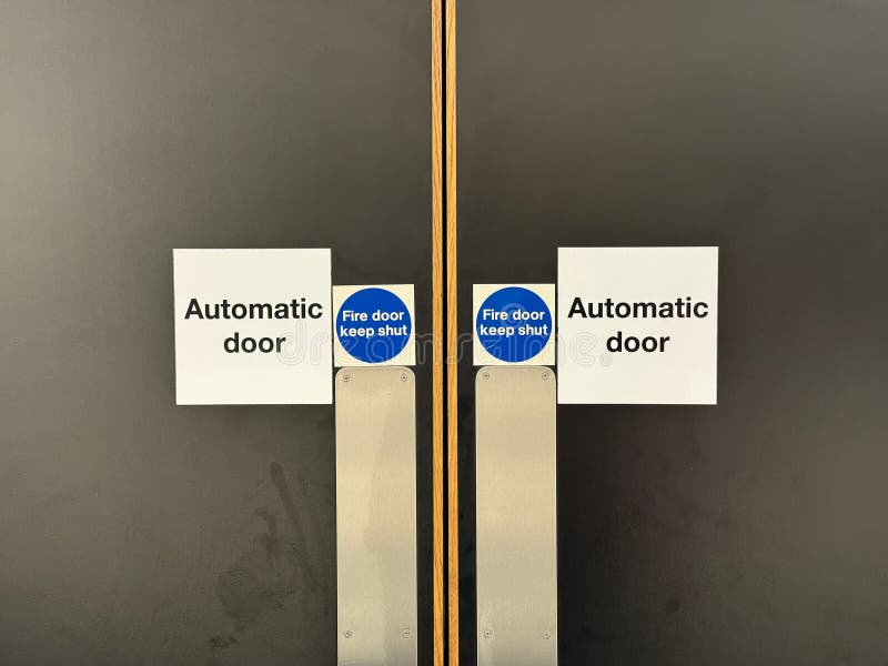 Automatic Door Keep Shut Sign on Fire Door Stock Image - Image of front ...
