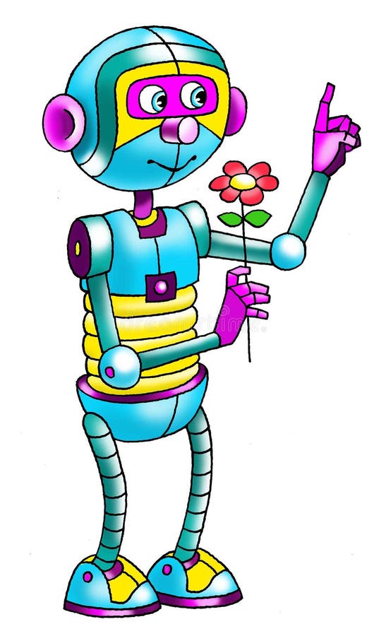 Automatic Drawing Cartoon Robot Cyborg Sensor Stock Illustration ...