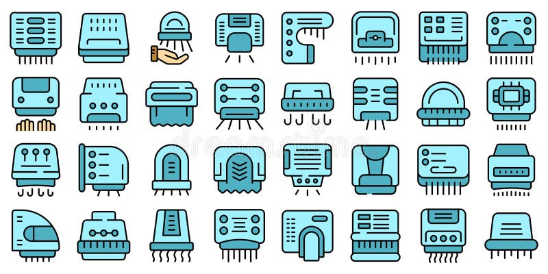 Automatic Drying Machine Icons Set Vector Flat Stock Illustration ...