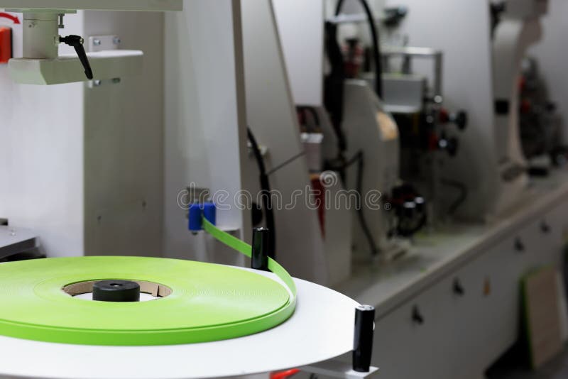 Automatic Edge Banding Machine with Roll of Tape Stock Image - Image of ...