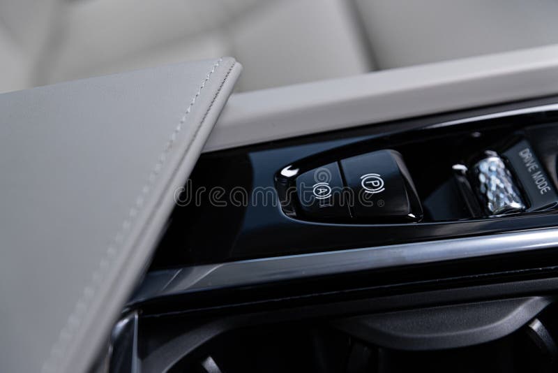 Automatic Electric Parking Hand Brake. Modern Car Stock Photo - Image ...
