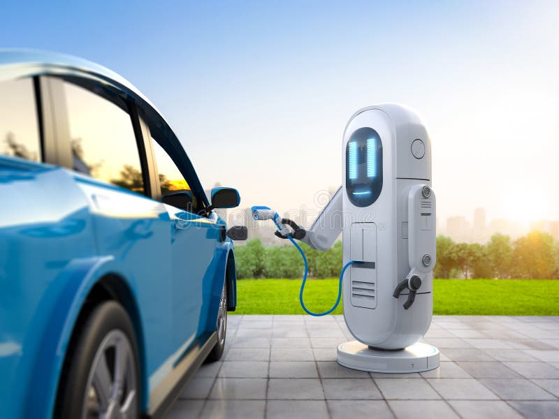 Automatic Electric Recharge Station with Robot Hand Hold EV Charger ...