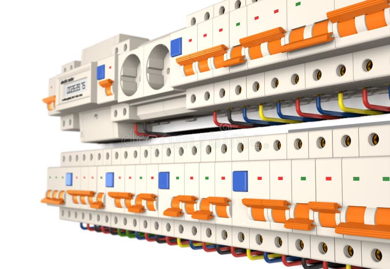 Automatic Electrical Components in a Raw 3d Illustration. Stock ...