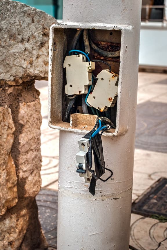 Automatic Electrical Fuses at the Light Pole Stock Image - Image of ...