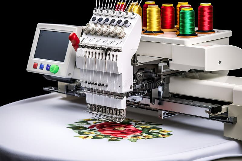 Automatic Embroidery Machine Stock Illustration - Illustration of ...