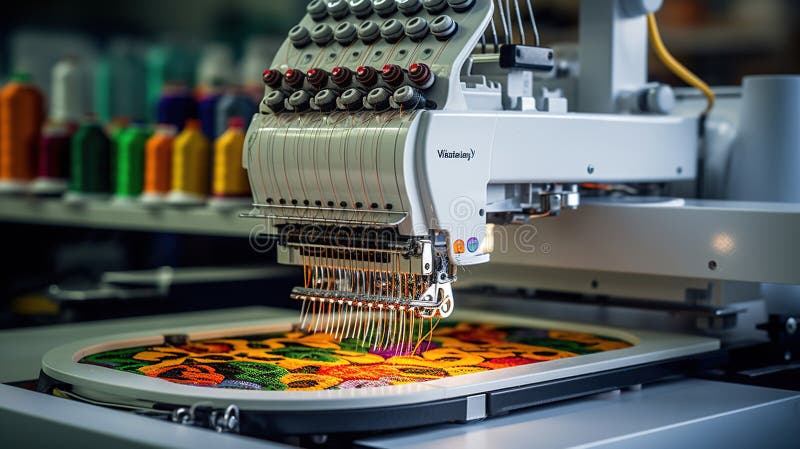 Automatic Embroidery Machine. Digital Textile Industry Stock ...