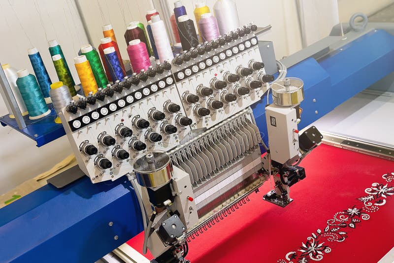 Automatic Embroidery Machine in the Home Textile Industry Stock Image ...