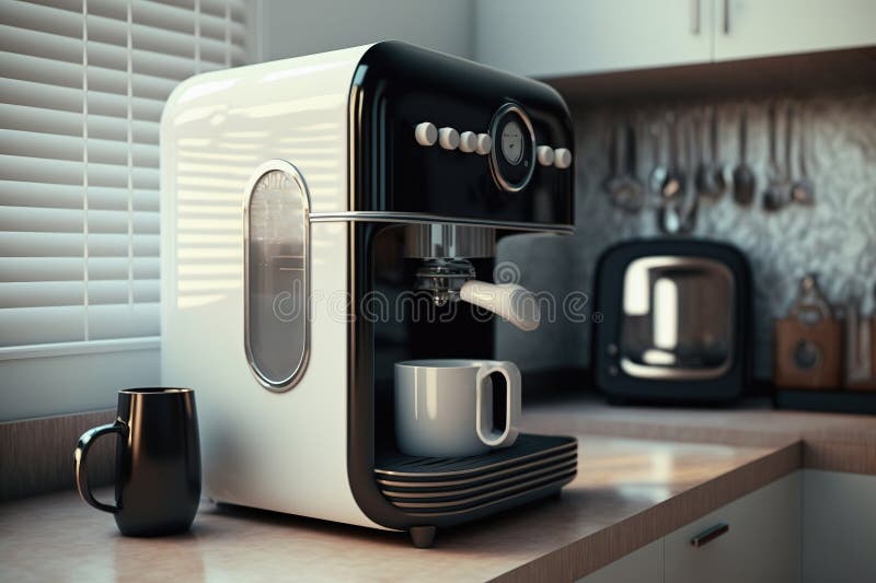 Automatic Espresso Coffee Machine in Modern Kitchen Stock Photo - Image ...