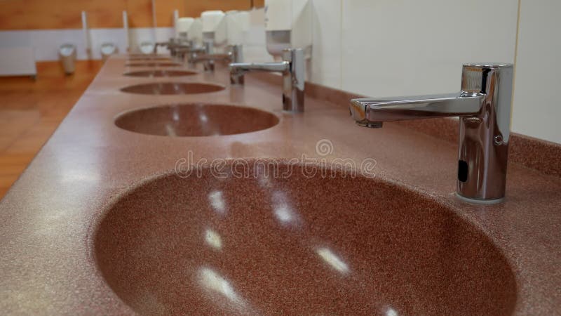 Automatic Faucet in a Public Toilet Stock Footage - Video of closeup ...