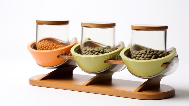 Automatic Feeder. Automatic Pet Food Dispenser on Floor of House. Smart ...