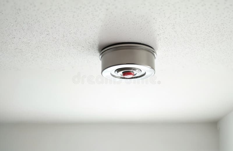 Automatic Fire Sprinkler System Installed on Ceiling. Chrome Finish ...