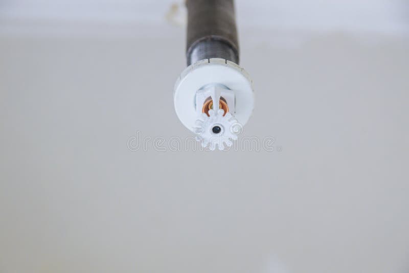 Automatic Fire Sprinkler System Pipeline Extinguishing Water in Office ...