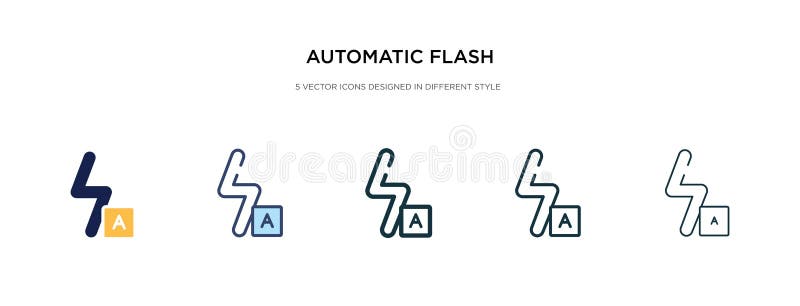 Automatic Flash Icon in Different Style Vector Illustration. Two ...