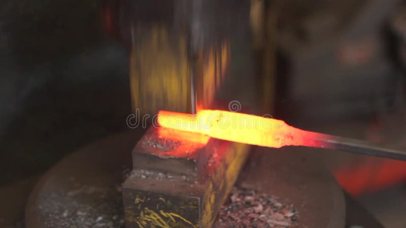 Automatic forging hammer stock footage. Video of glowing - 91701672