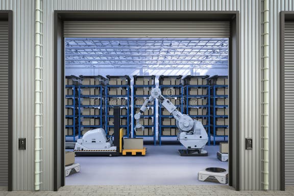 Automatic Forklift and Robot Arm Stock Image - Image of transportation ...