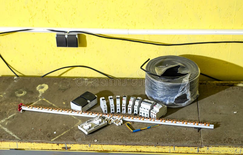 Automatic Fuses, Cable and Bus on the Table I Stock Image - Image of ...