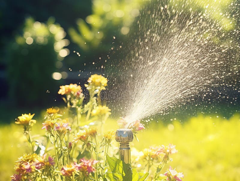 Automatic Garden Lawn Sprinkler in Action Stock Illustration ...