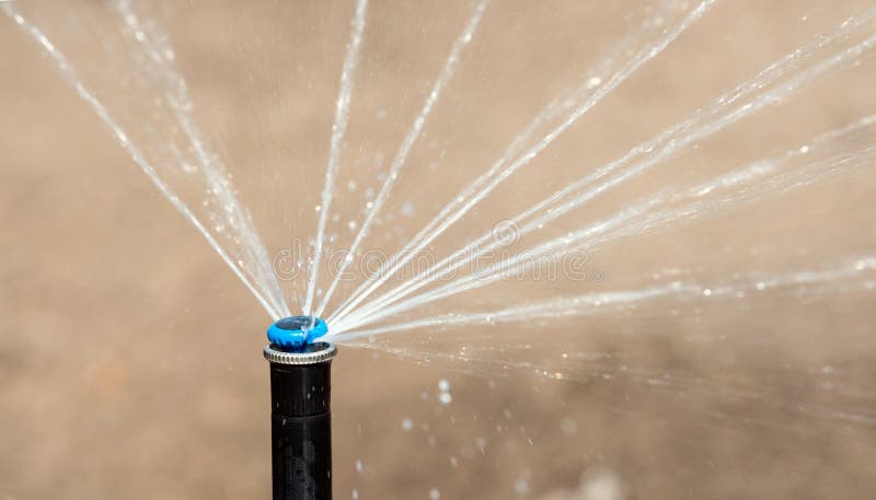 Sprinkler in Action Watering Stock Image - Image of outdoor, growth ...