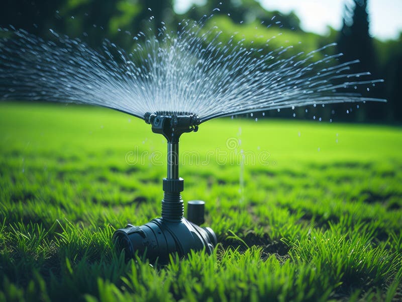 Automatic Garden Sprinkler System Watering. Ai Generative Stock Image ...
