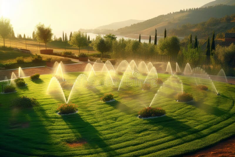 Automatic Garden Watering System. Generate Ai Stock Illustration ...