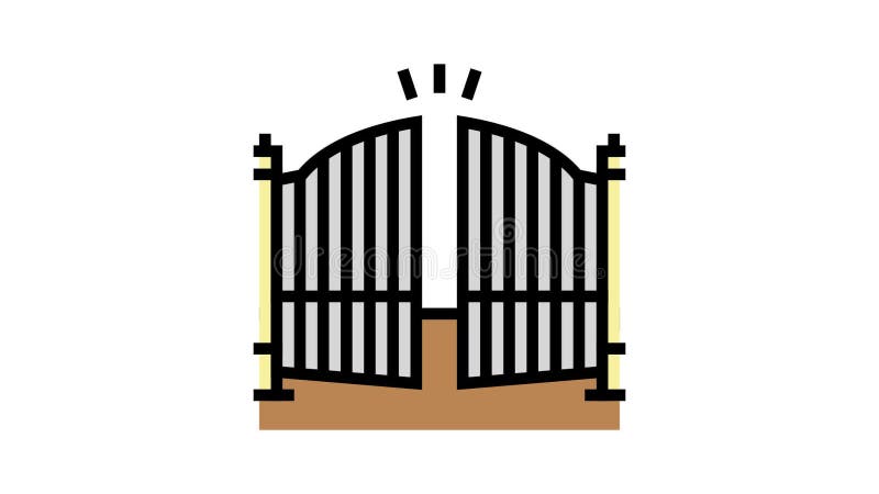 Automatic Gate Line Icon Animation Stock Video - Video of exterior ...
