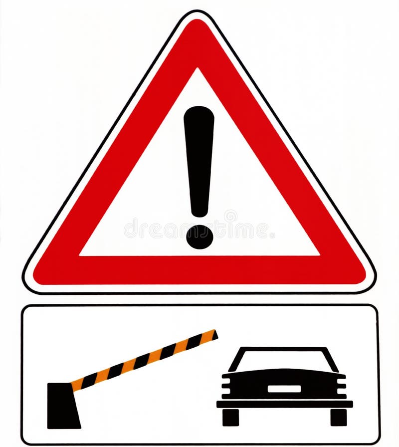 Automatic Gate Arm, only One Vehicle at Time. Caution Sign Stock ...