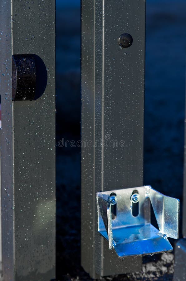 Automatic gate details stock photo. Image of gray, close - 53181960