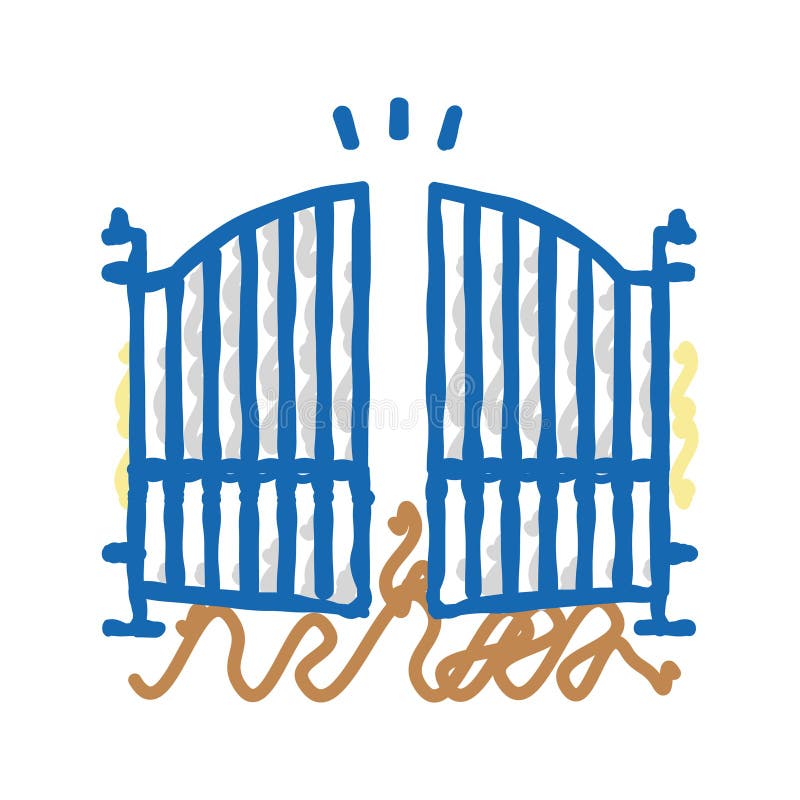 Automatic Gate Icon Doodle Illustration Stock Vector - Illustration of ...