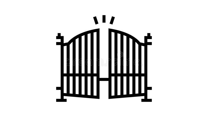 Automatic Gate Line Icon Animation Stock Video - Video of exterior ...