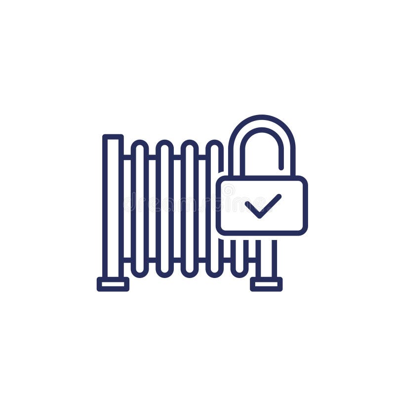 Automatic Gate Locked Line Icon Stock Vector - Illustration of outline ...