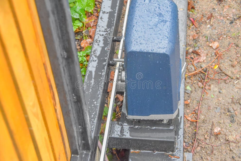 A Automatic Gate Mechanism on the Garden Plot Stock Image - Image of ...