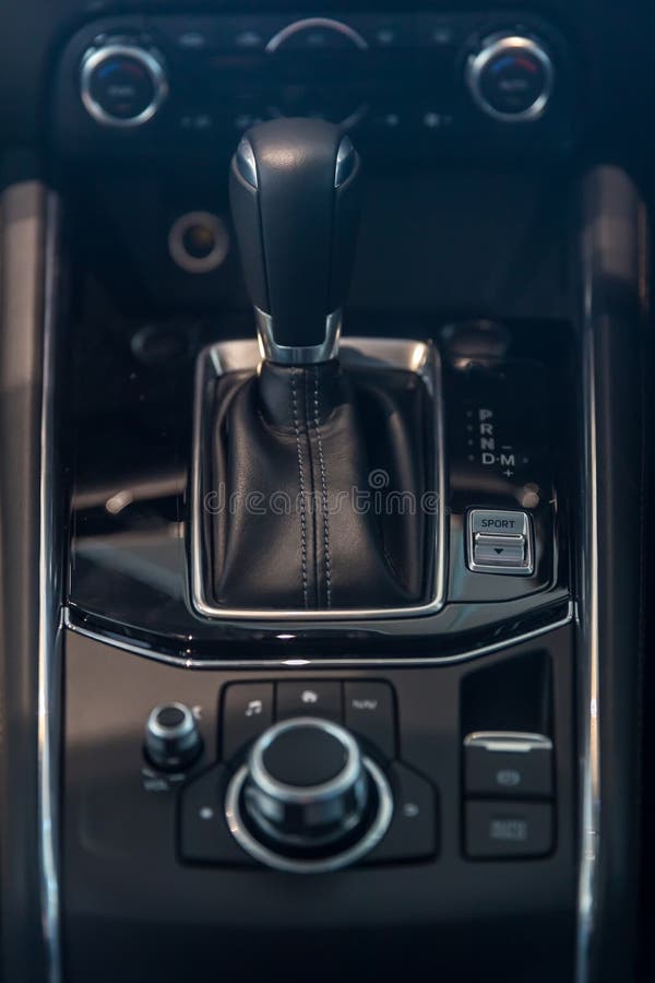 Automatic Gear Stick and Dial Gear Shift Control Inside the Car ...