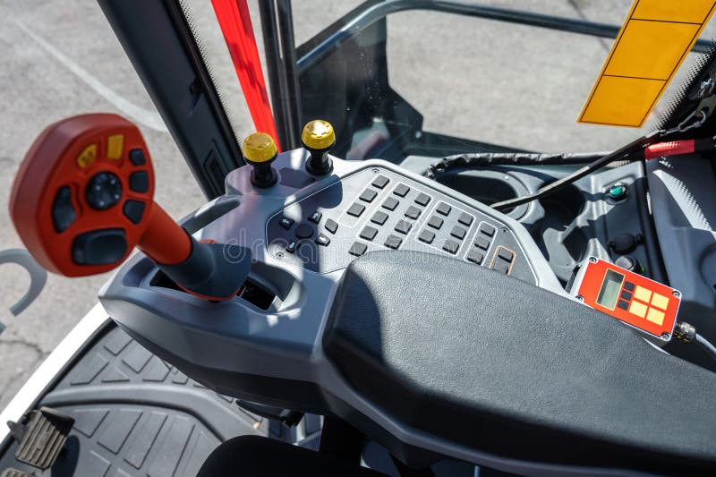 Control of the Combine Harvester by Satellite Communication. Stock ...