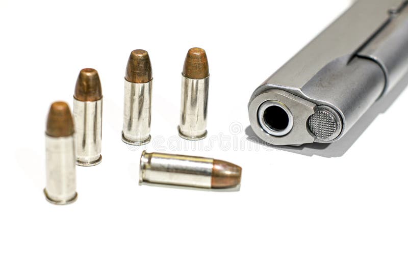 Automatic Gun Pistol with Bullet in White Background Stock Image ...