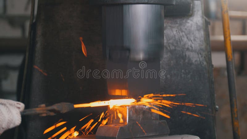 Automatic Hammering - Blacksmith Forging Red Hot Iron on Anvil, Extreme ...
