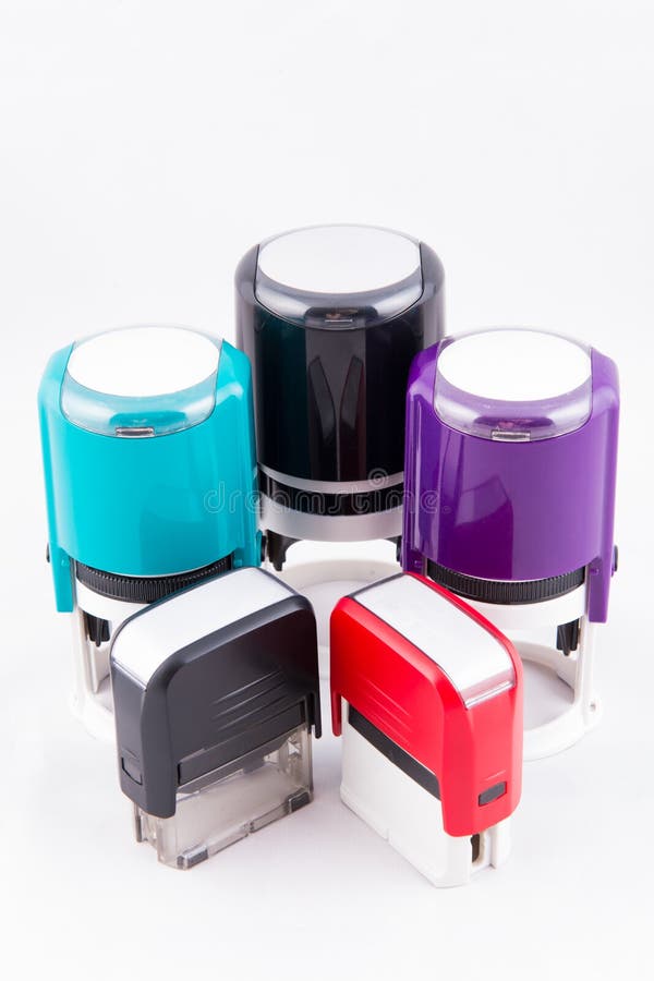 Automatic Hand-stamps Different Colours Stock Photo - Image of ...