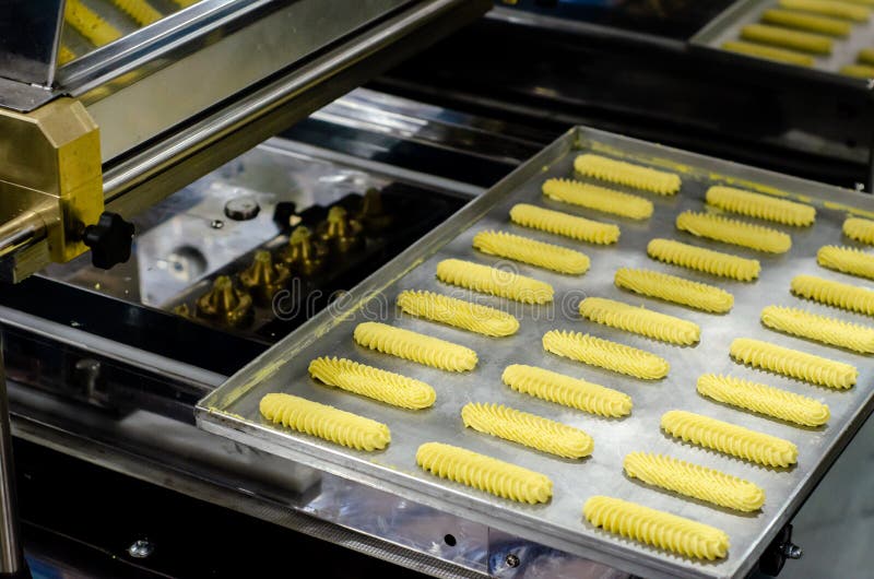 Automatic Industrial Cookie Make Machine. Cookie Line Stock Image ...