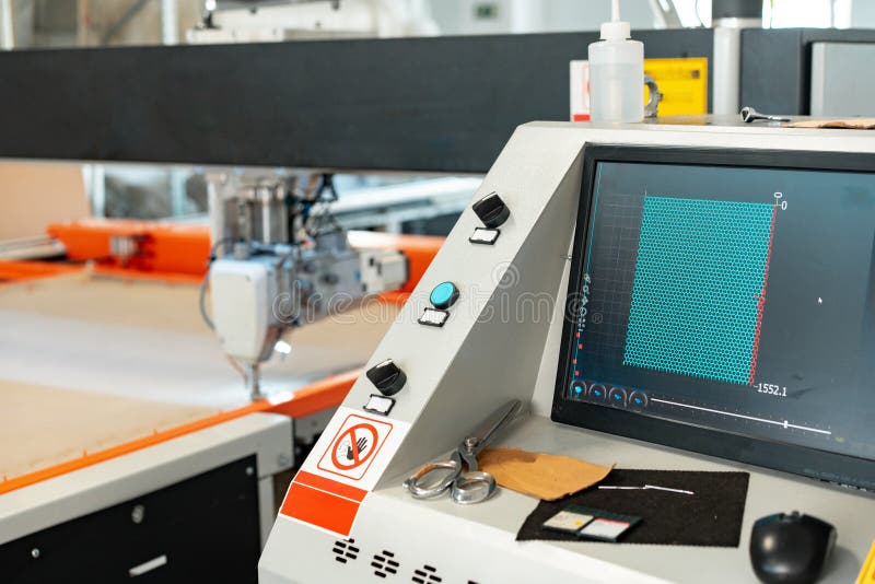 Automatic Industrial Sewing Machine for Stitching Fabric Stock Image ...