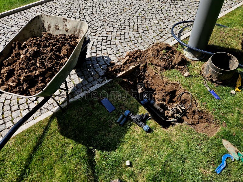 Automatic Irrigation Installer S Workplace. from the Main Stock Image ...