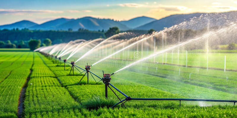 Automatic Irrigation System on the Background of Green Grass AI ...