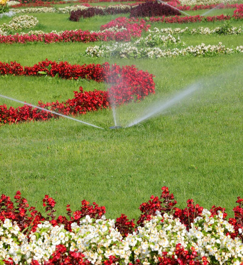 Automatic Irrigation System of the Flower Garden with Flowerbeds with ...