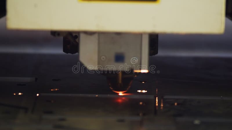 Automatic Laser Cutting Machine Starting with Sparks To Cut Part from ...
