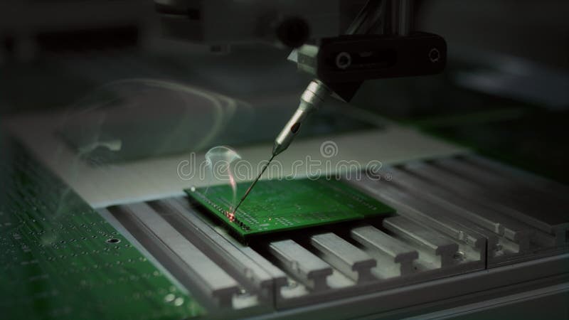 Automatic Soldering Machine Operates with Motherboard Stock Footage ...