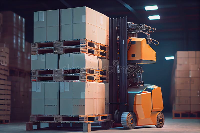 Automatic Lift in a Logistics Warehouse. Generative AI, Generative, AI ...