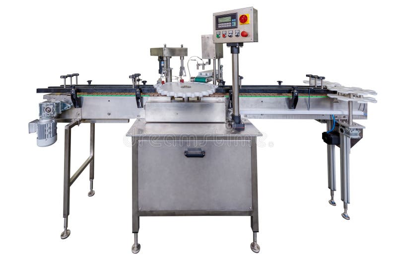 Automatic Line for Filling and Labeling Drugs. Stock Image - Image of ...