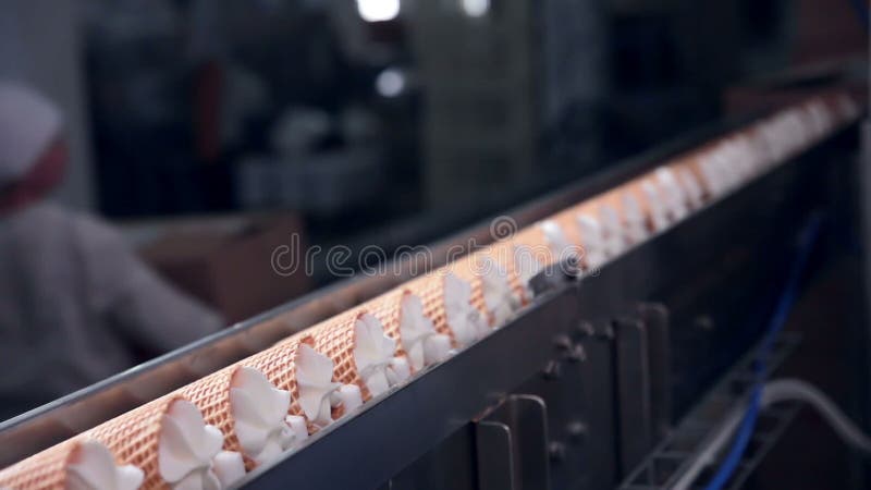 Ice Cream on the Conveyor Line. Ice Cream Cone on the Conveyor Stock ...